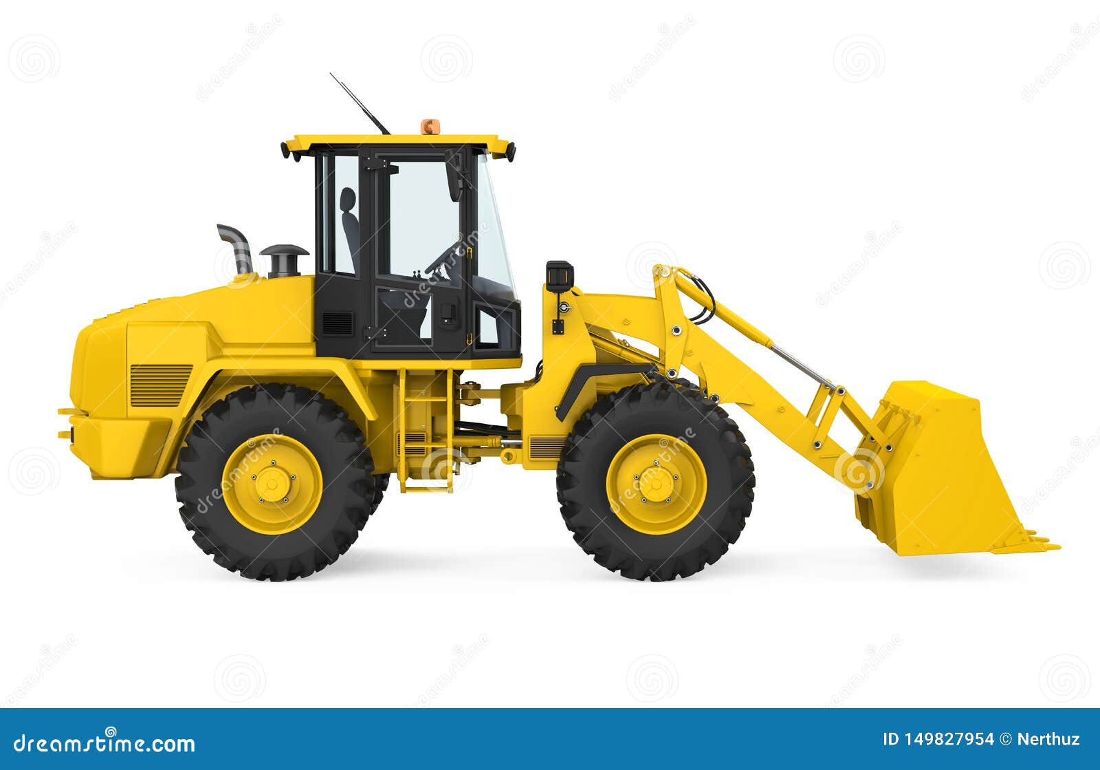 Wheel Loader On White Background. Top, Side And Front View. Hydraulic ...