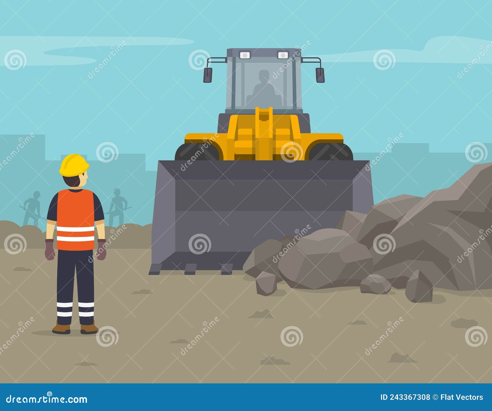 Wheel Loader Clearing the Surface at Earthmoving Works in Construction ...