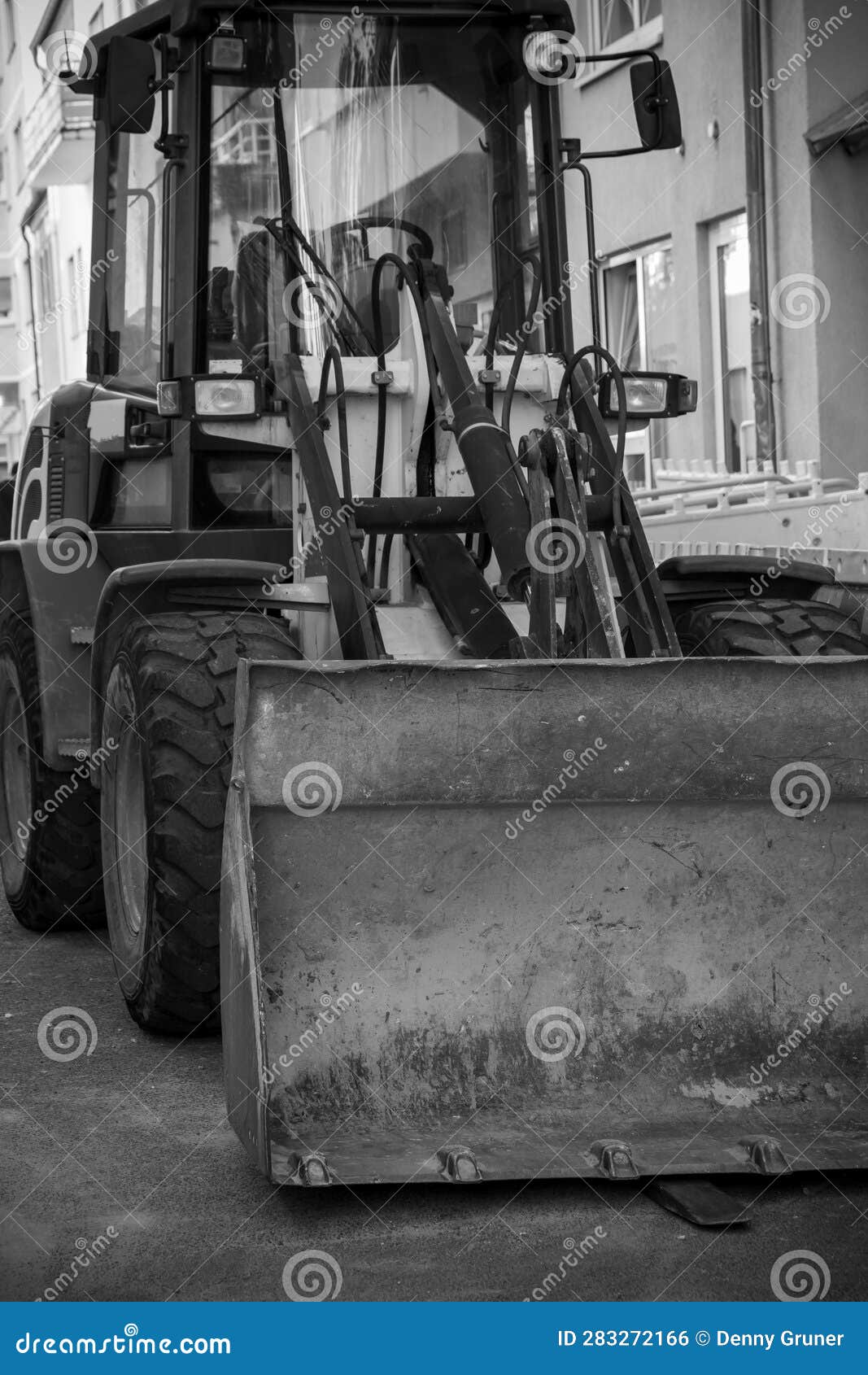 Wheel Loader on a Construction Site in Black and White Stock Photo ...