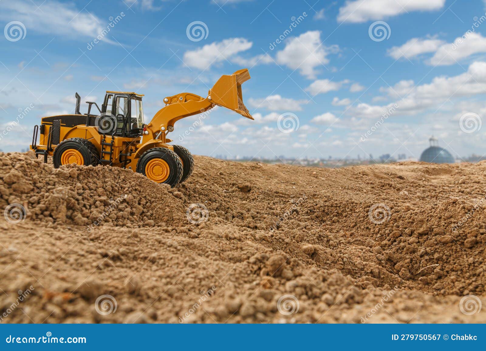 Wheel Loader are Digging the Soil in the Construction Site on. Stock ...