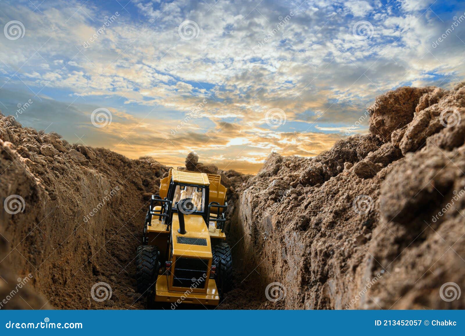Wheel Loader are Digging the Soil in the Construction Site. Stock Image ...