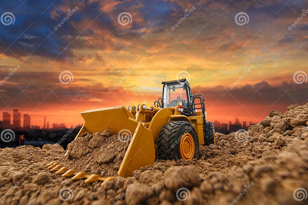Wheel Loader are Digging the Soil in the Construction Site Stock Image ...