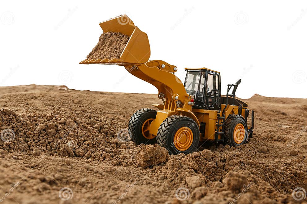 Wheel Loader Digging Soil in the Construction Site . Stock Photo ...