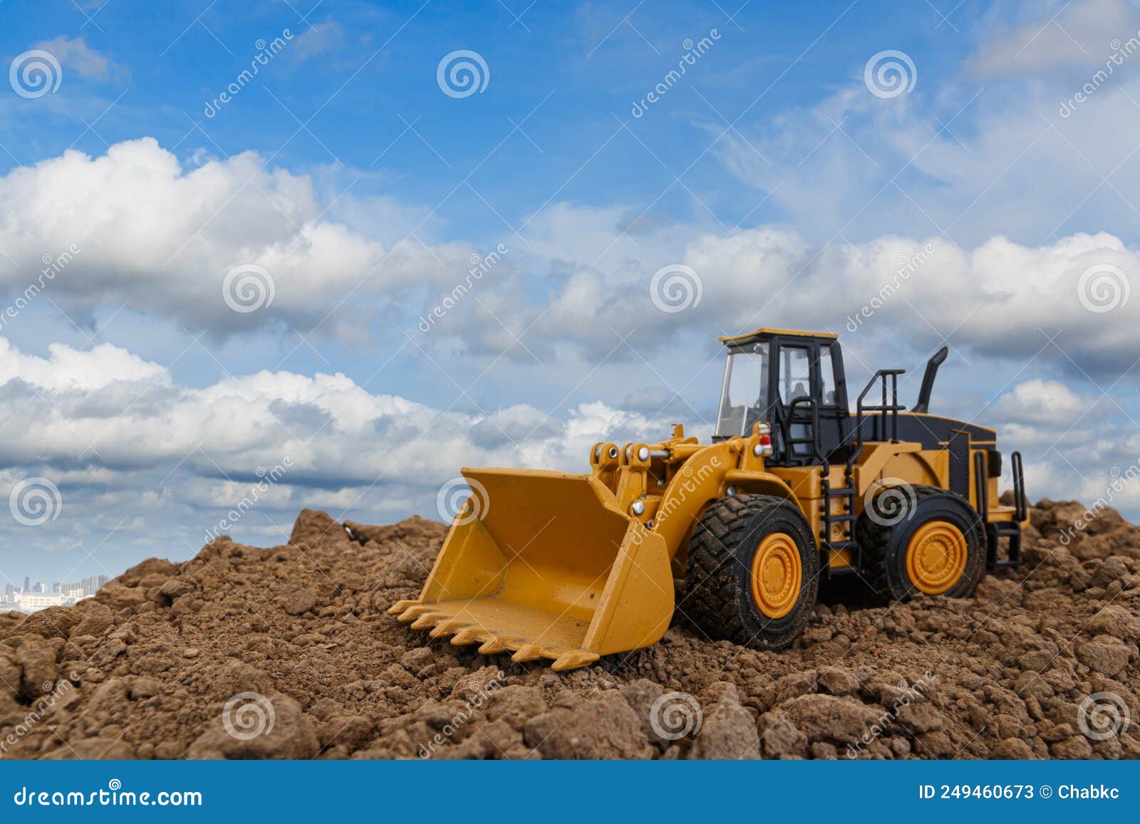 Wheel Loader are Digging the Soil in the Construction Site on Sky ...