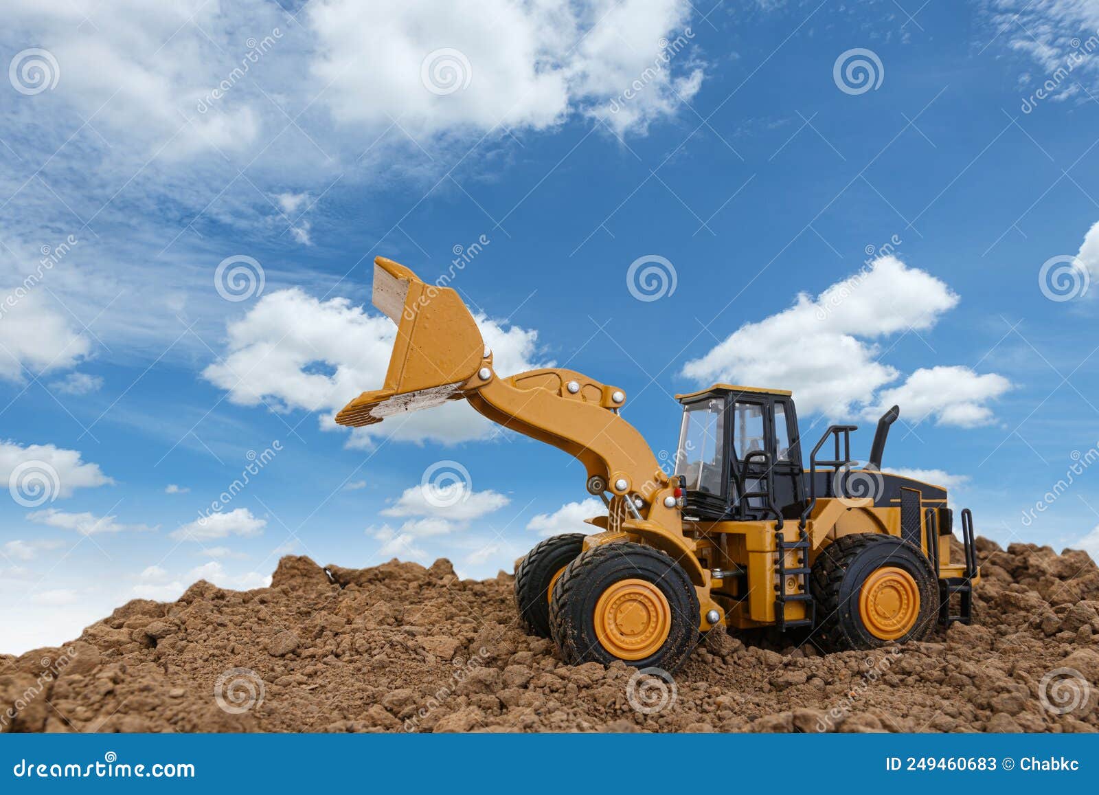 Wheel Loader are Digging the Soil in the Construction Site on Sky ...