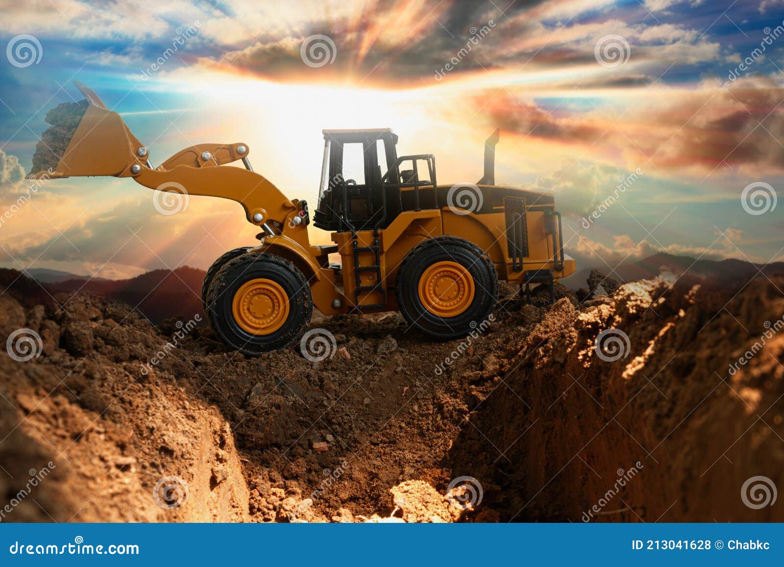 Wheel Loader are Digging the Soil in the Construction Site Stock Photo ...