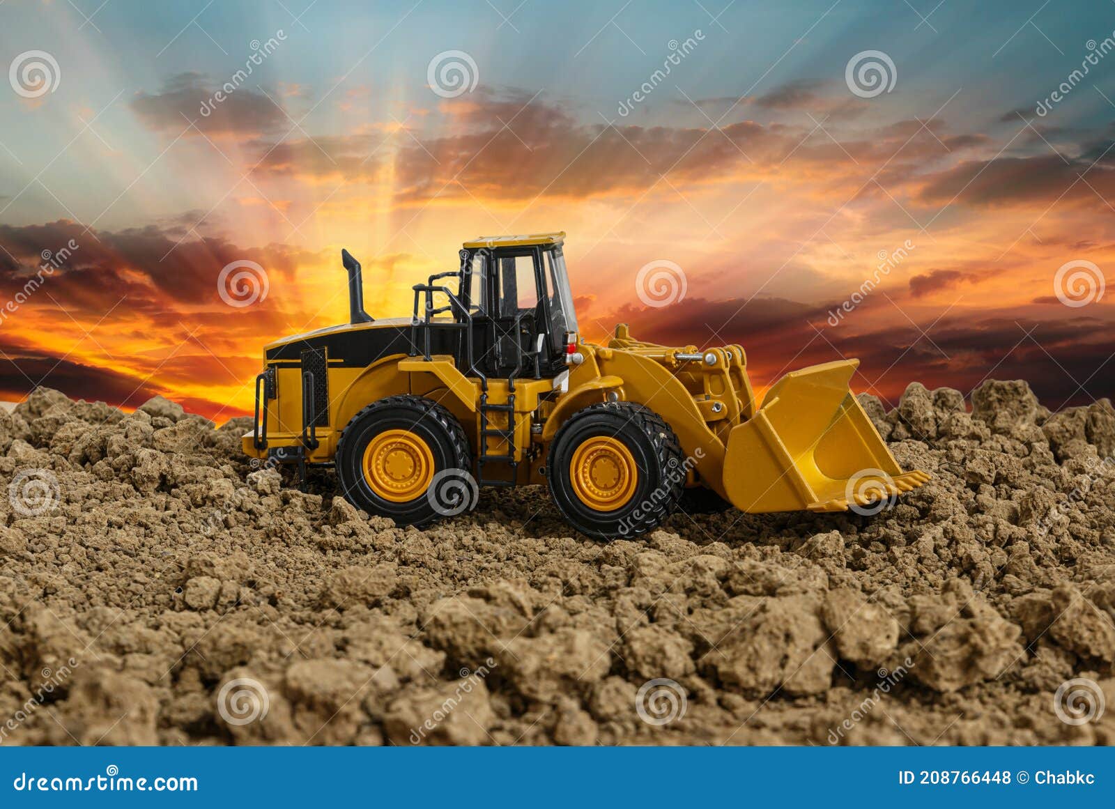 Wheel Loader are Digging the Soil in the Construction Site . Stock ...