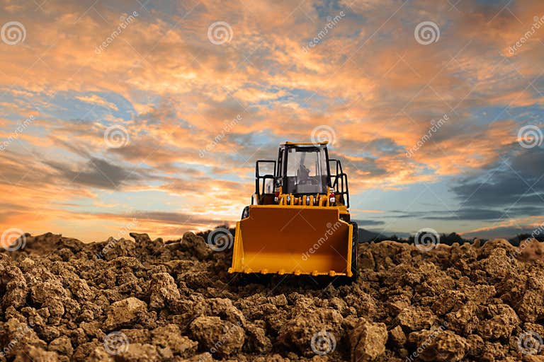 Wheel Loader are Digging the Soil in the Construction Site Stock Photo ...