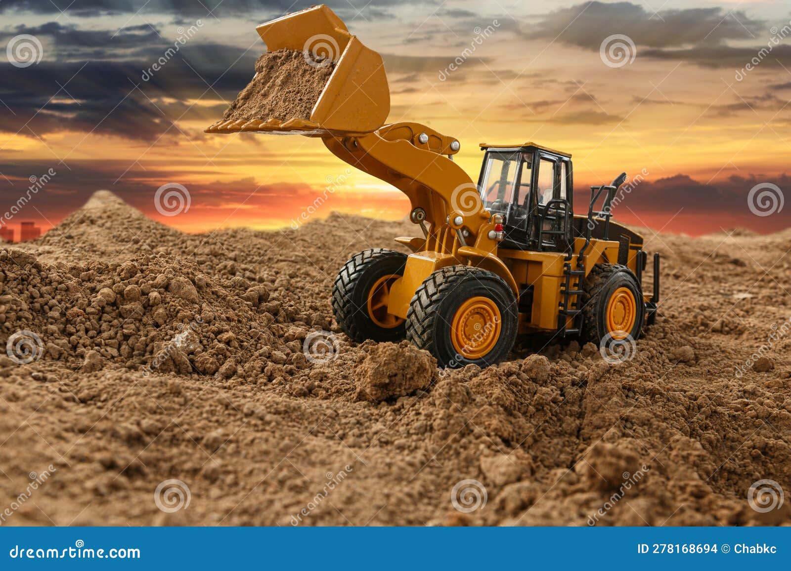 Wheel Loader are Digging the Soil in the Construction Site . Stock ...