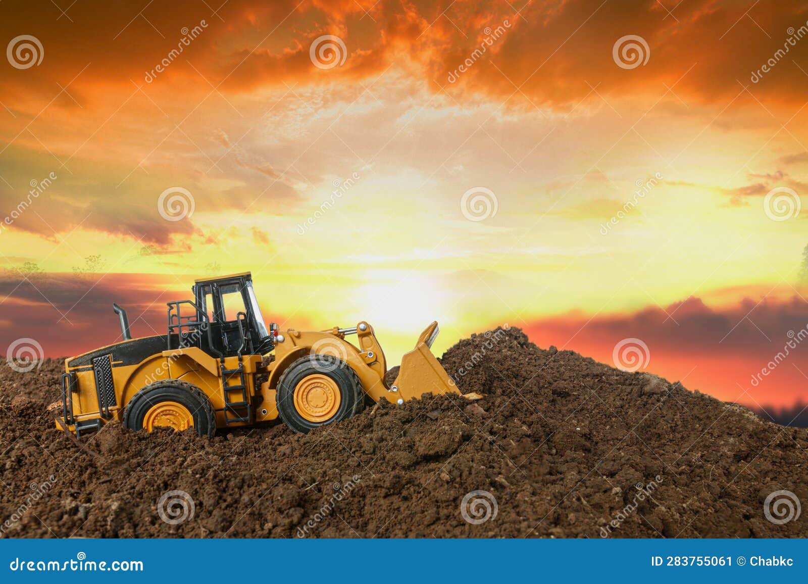 Wheel Loader are Digging the Soil in Construction Site Stock Image ...