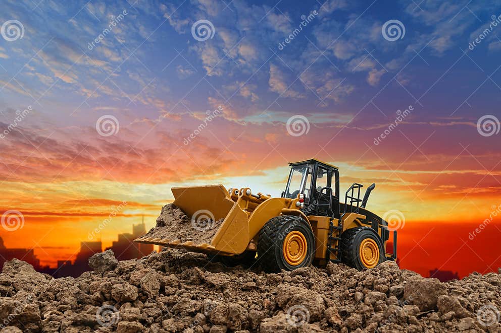 Wheel Loader are Digging the Soil in the Construction Site Stock Photo ...