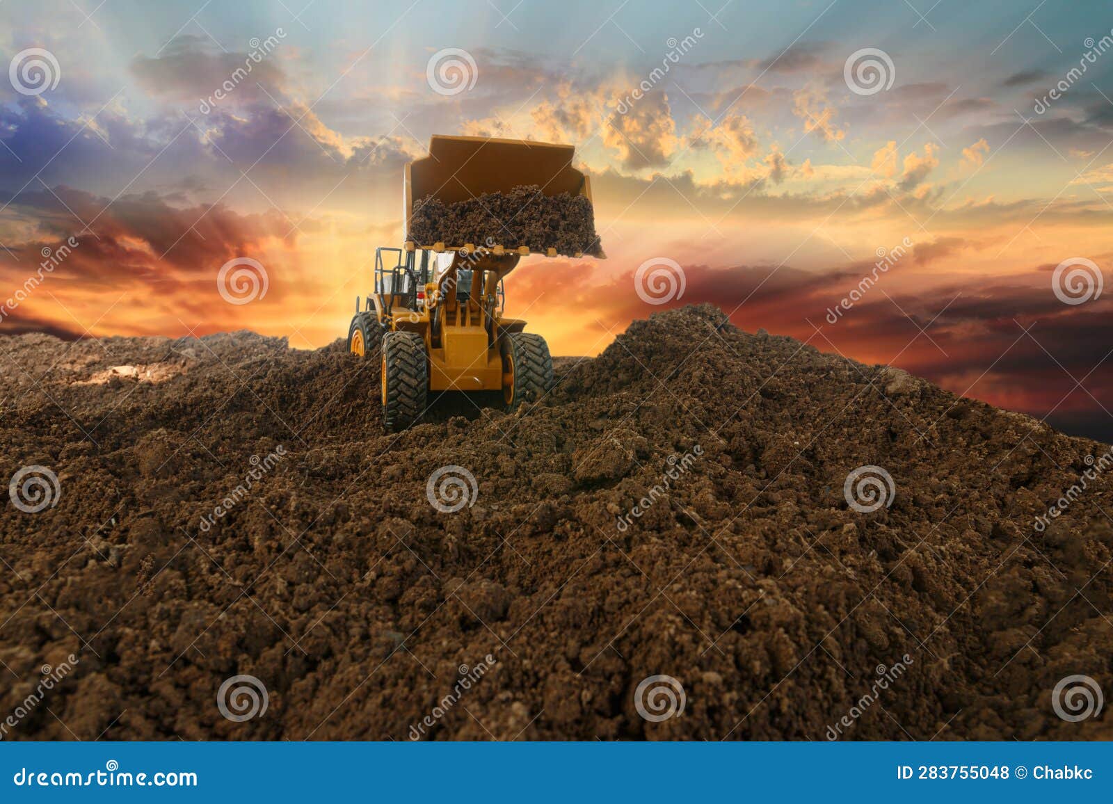 Wheel Loader are Digging the Soil in Construction Site Stock Photo ...
