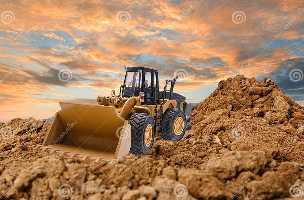 Wheel Loader are Digging the Soil in the Construction Site. Stock Photo ...