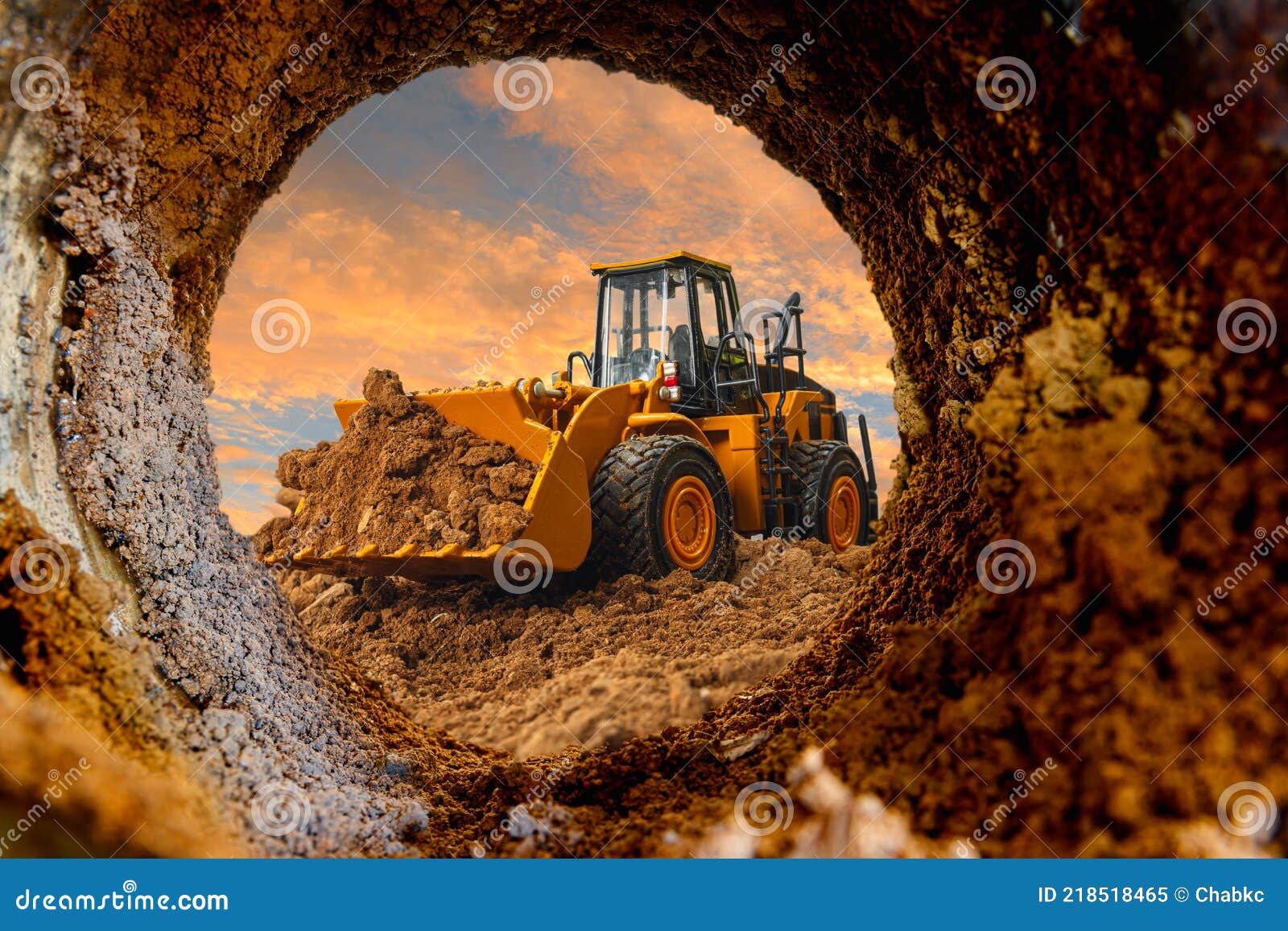Wheel Loader are Digging the Soil in the Tunnel Construction Site ...