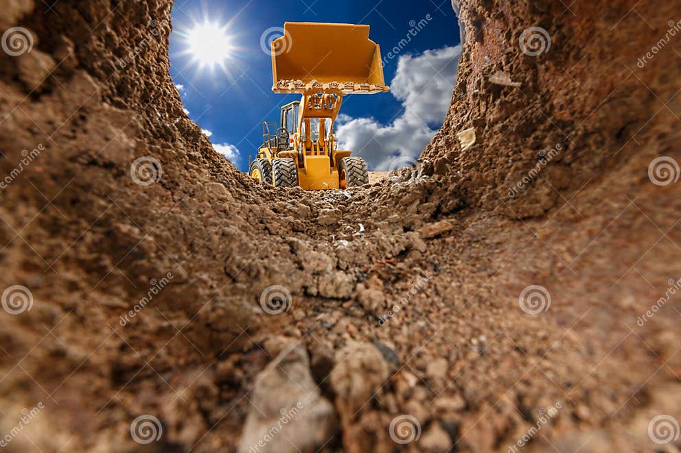 Wheel Loader are Digging the Soil in the Tunnel Construction Site ...