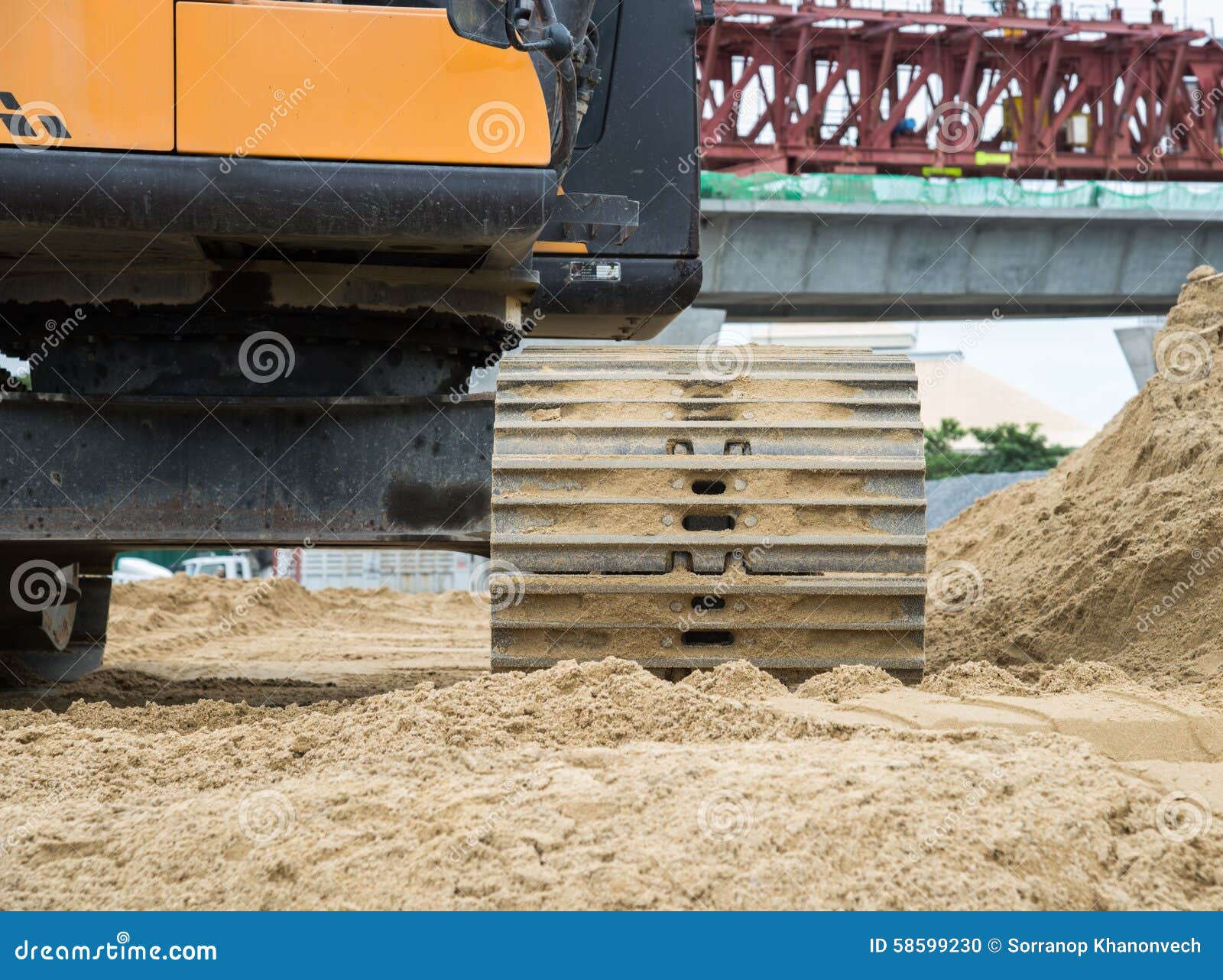 Wheel Loader Excavator with Backhoe Unloading Sand at Eath Works Stock ...