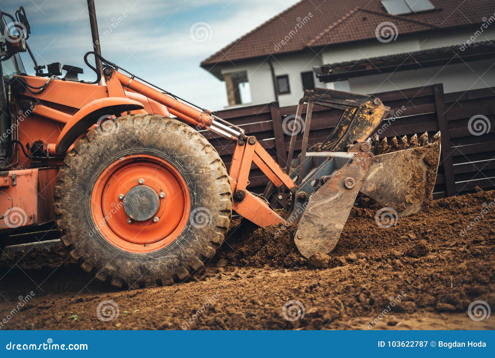 Wheel Loader Excavator Doing Construction Works on Site Stock Image ...