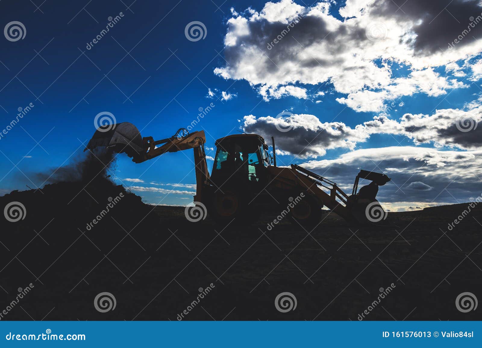 Wheel Loader Excavator with Field Background during Earthmoving Work ...
