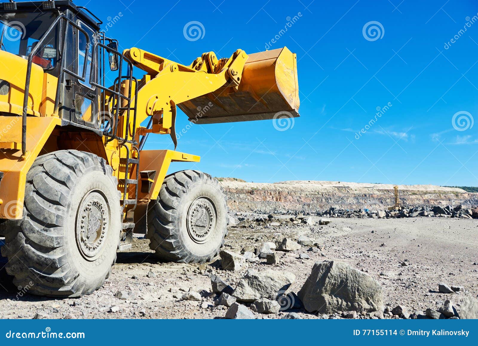 Wheel Loader Excavator at Granite or Iron Ore Opencast Mine Stock Photo ...