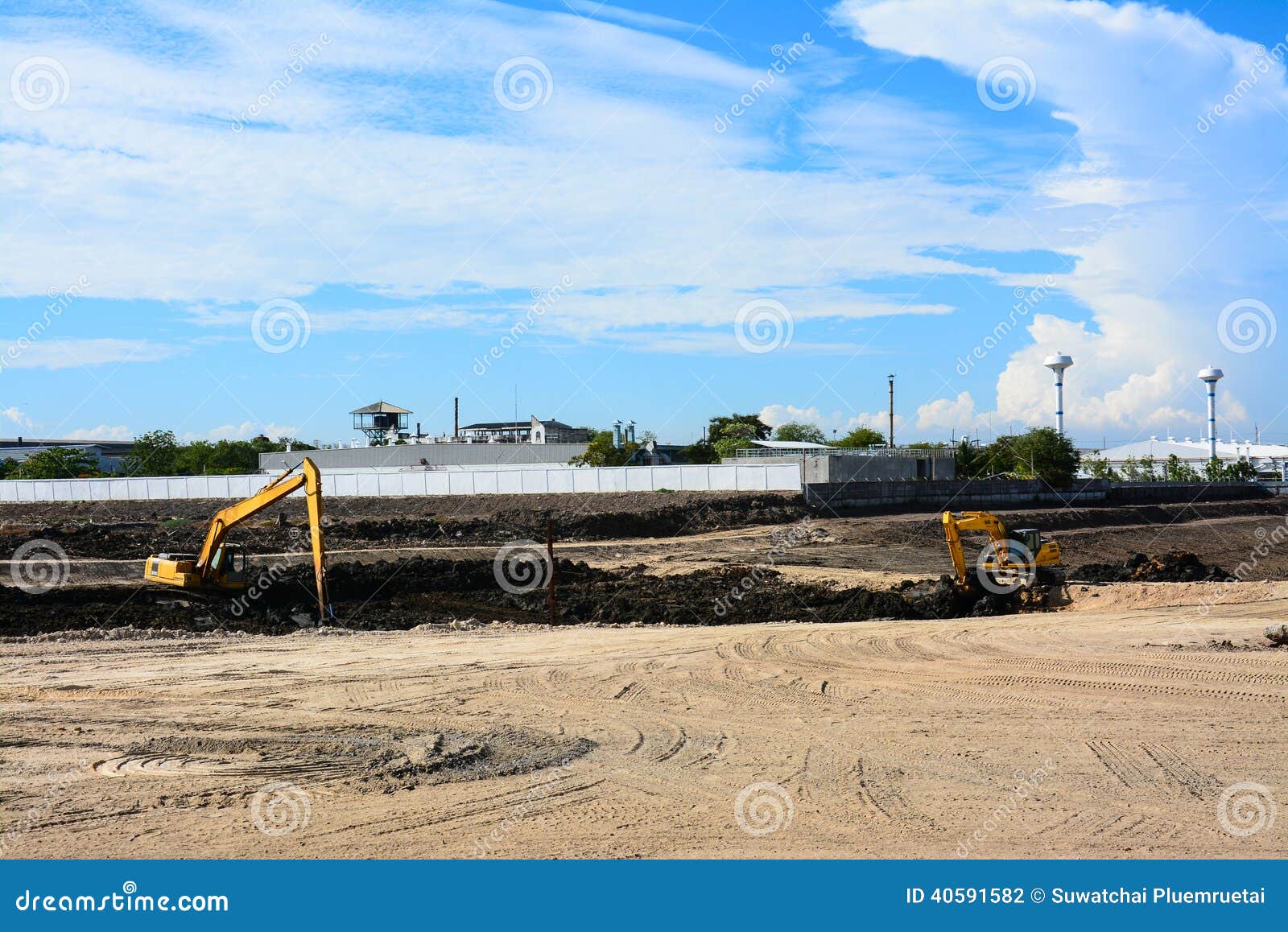 Wheel Loader Excavator Loading Soil at Eathmoving Works Stock Photo ...