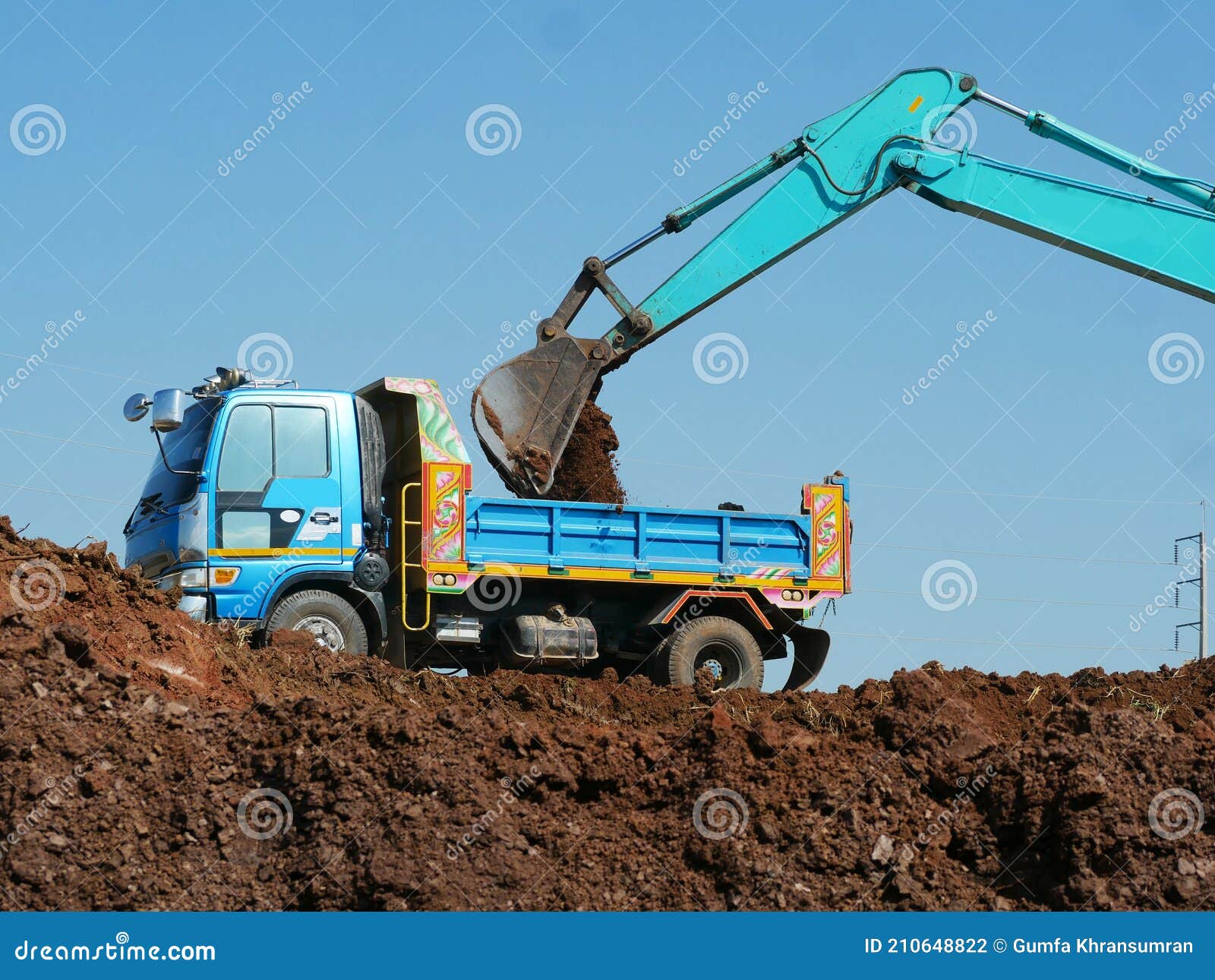 Wheel Loader Excavator and Tipper Dumpe Stock Photo - Image of machine ...