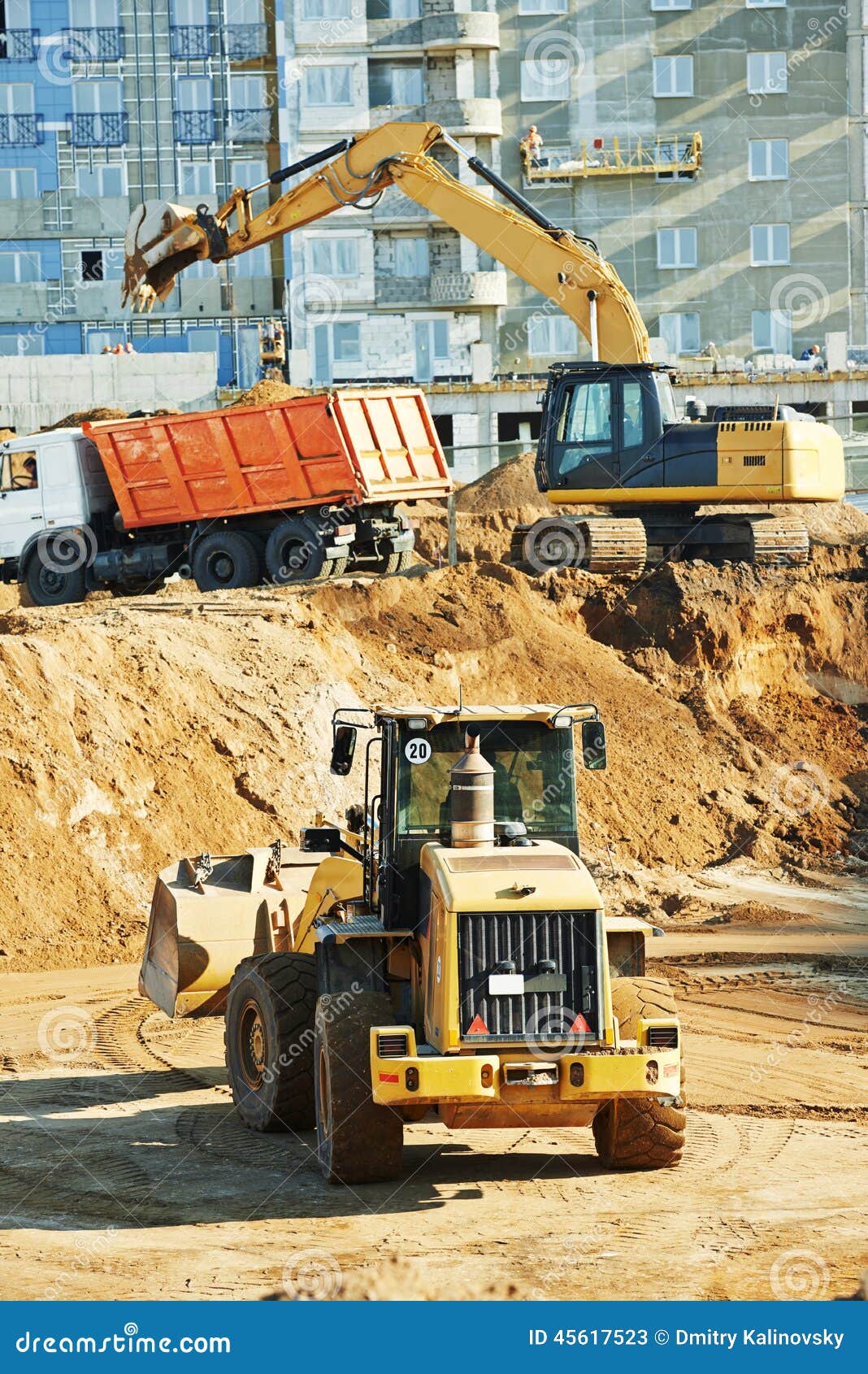 Wheel Loader Excavator and Tipper Dumper Stock Image - Image of digging ...
