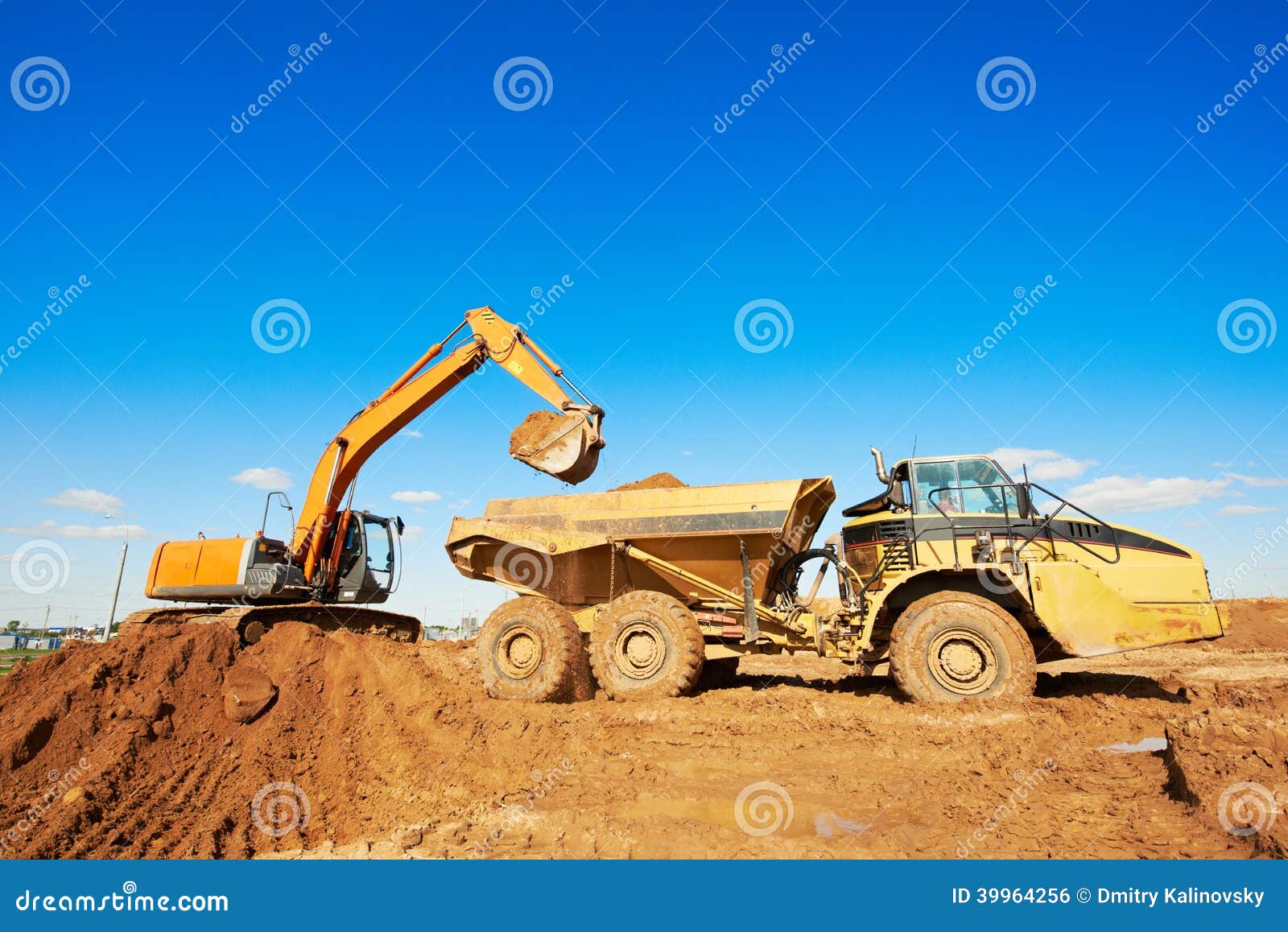 Wheel Loader Excavator and Tipper Dumper Stock Photo - Image of earth ...