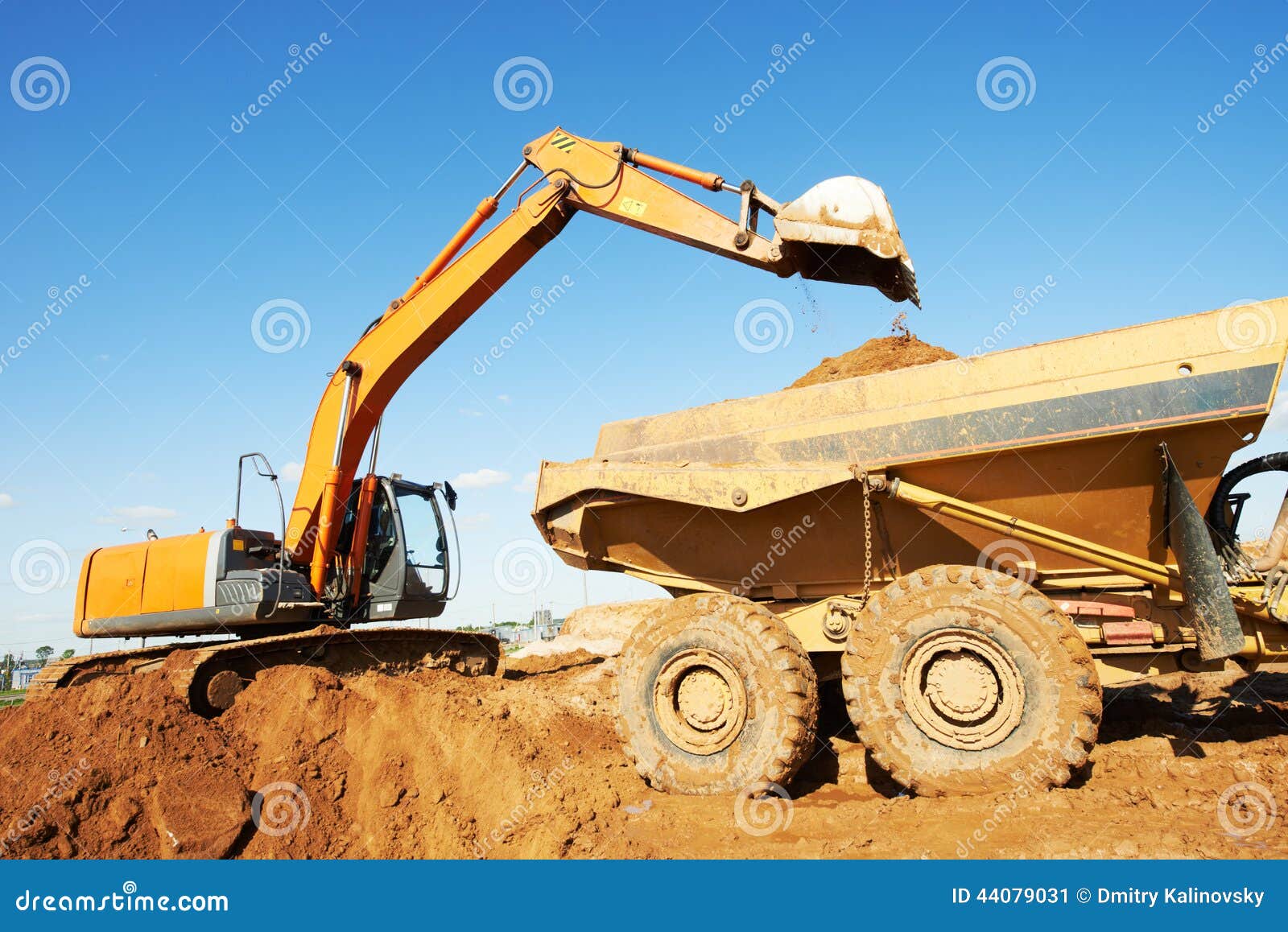 Wheel Loader Excavator and Tipper Dumper Stock Image - Image of action ...