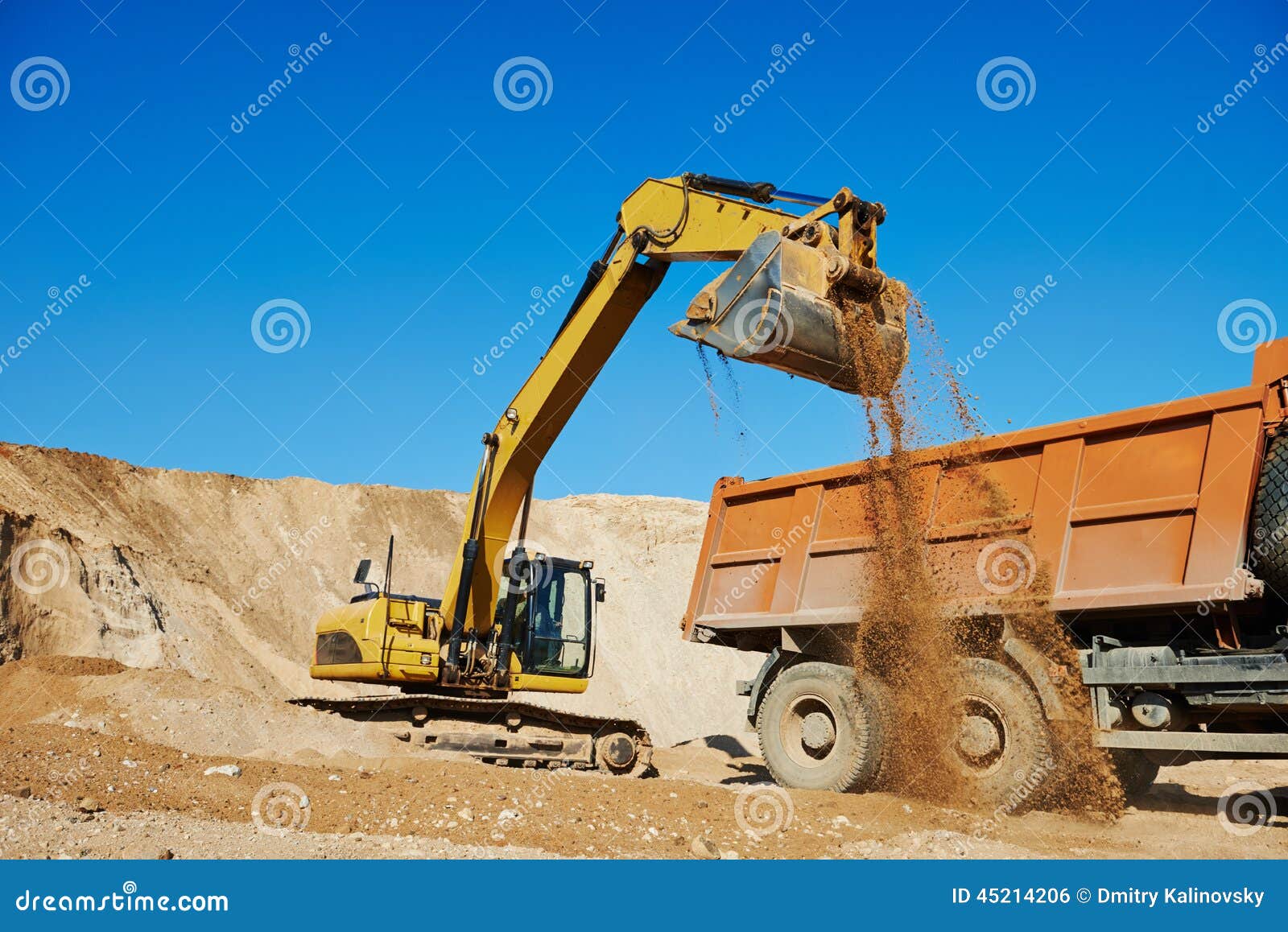 Wheel Loader Excavator and Tipper Dumper Stock Photo - Image of ...