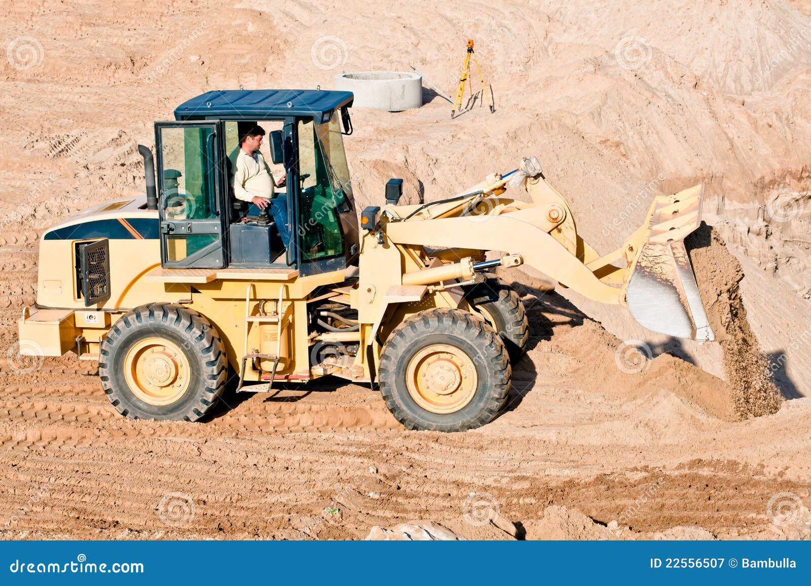 Wheel Loader Excavator Unloading Sand Stock Image - Image of bucket ...
