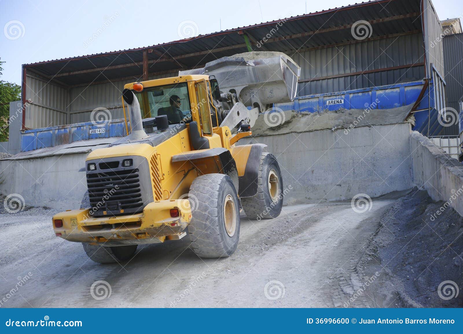 Wheel Loader Excavator Unloading Sand Stock Photo - Image of blade ...