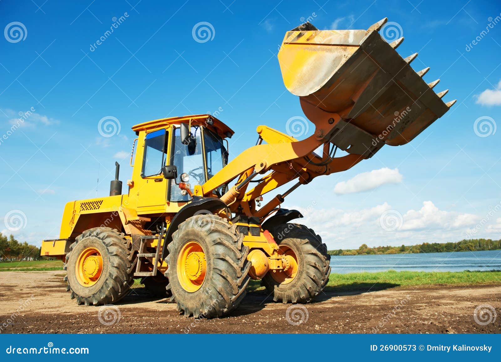 Wheel Loader Excavator at Work Stock Image - Image of scoop ...
