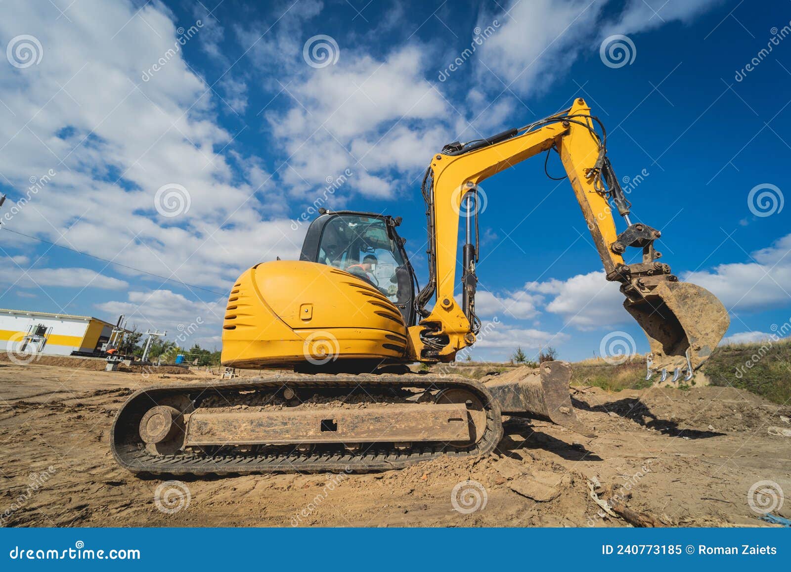 Wheel Loader Excavator Works at Construction Site Stock Image - Image ...
