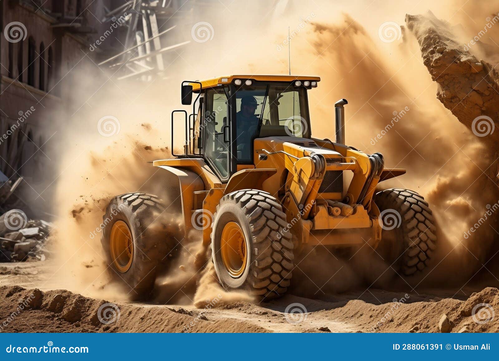 A Wheel Loader Extracting Sand in Action. AI Stock Illustration ...