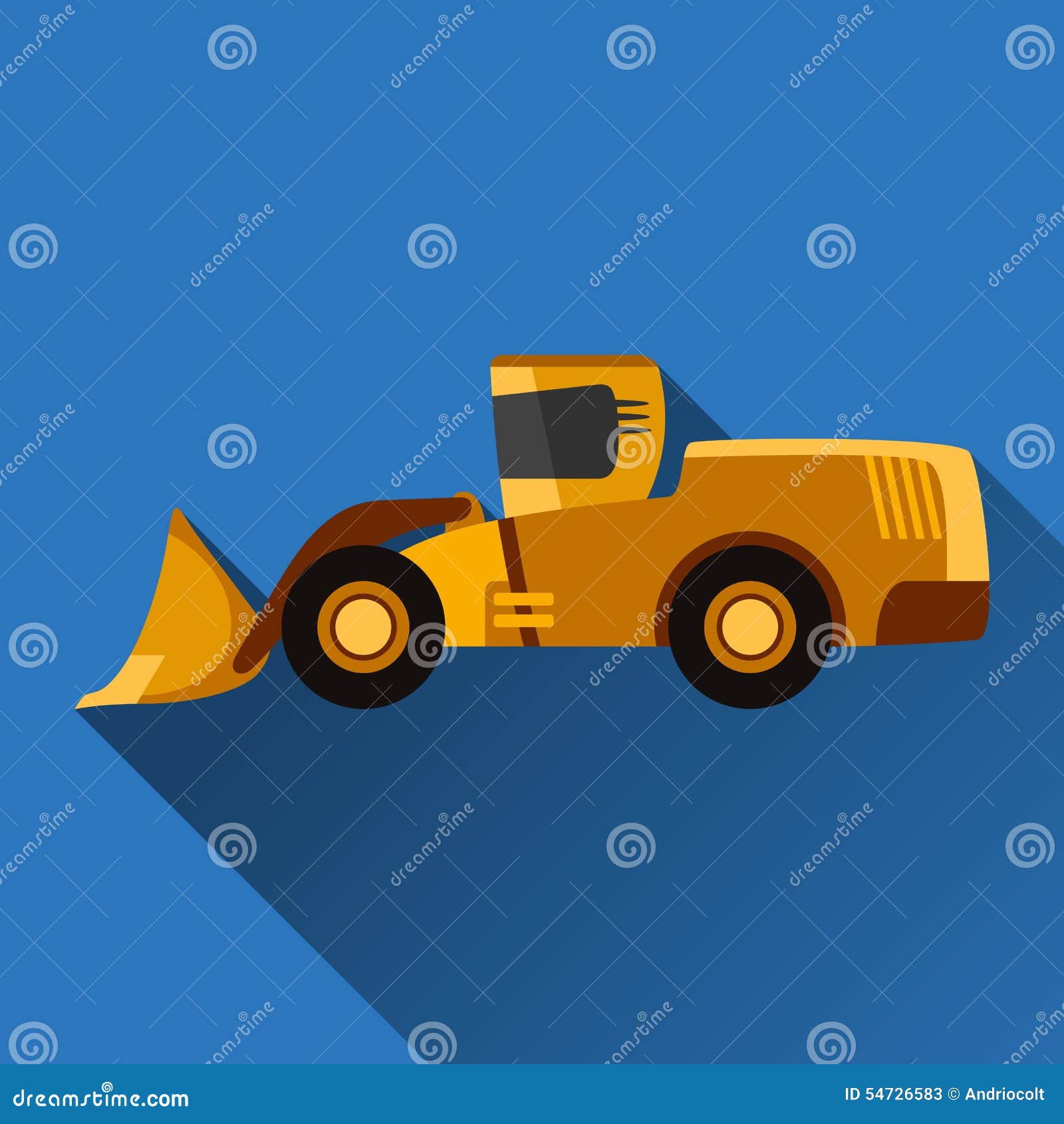 Wheel loader flat icon stock vector. Illustration of heavy - 54726583