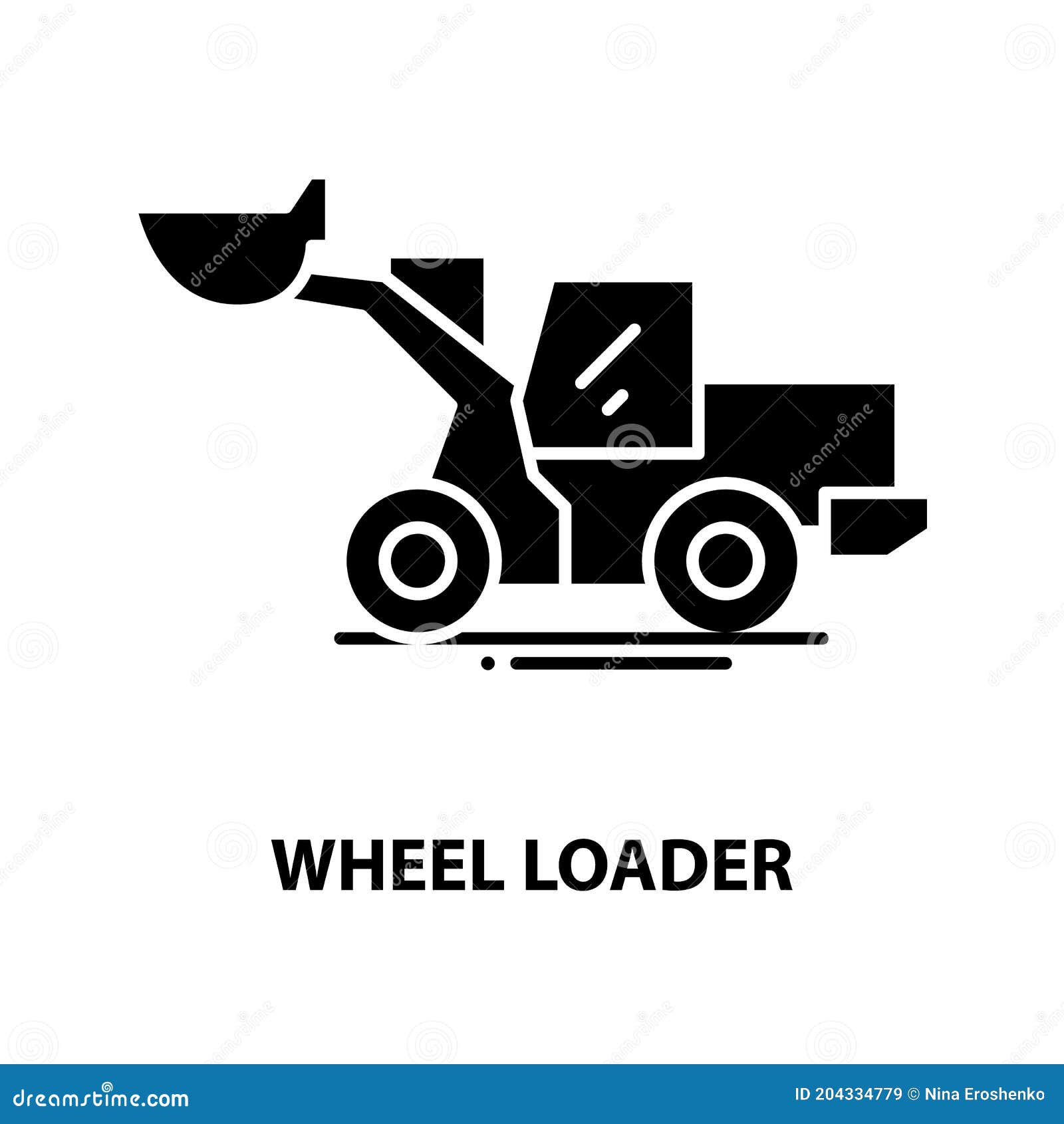 Wheel Loader Icon, Black Vector Sign with Editable Strokes, Concept ...