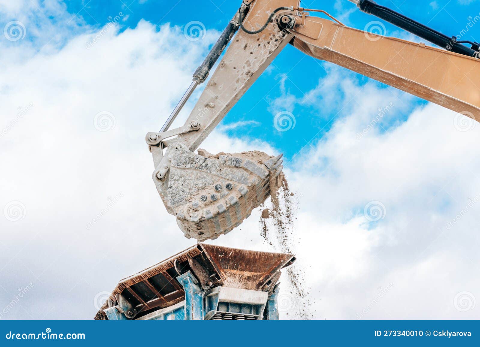 Wheel Loader, Large Bucket with Limestone. Construction. Open Pit ...