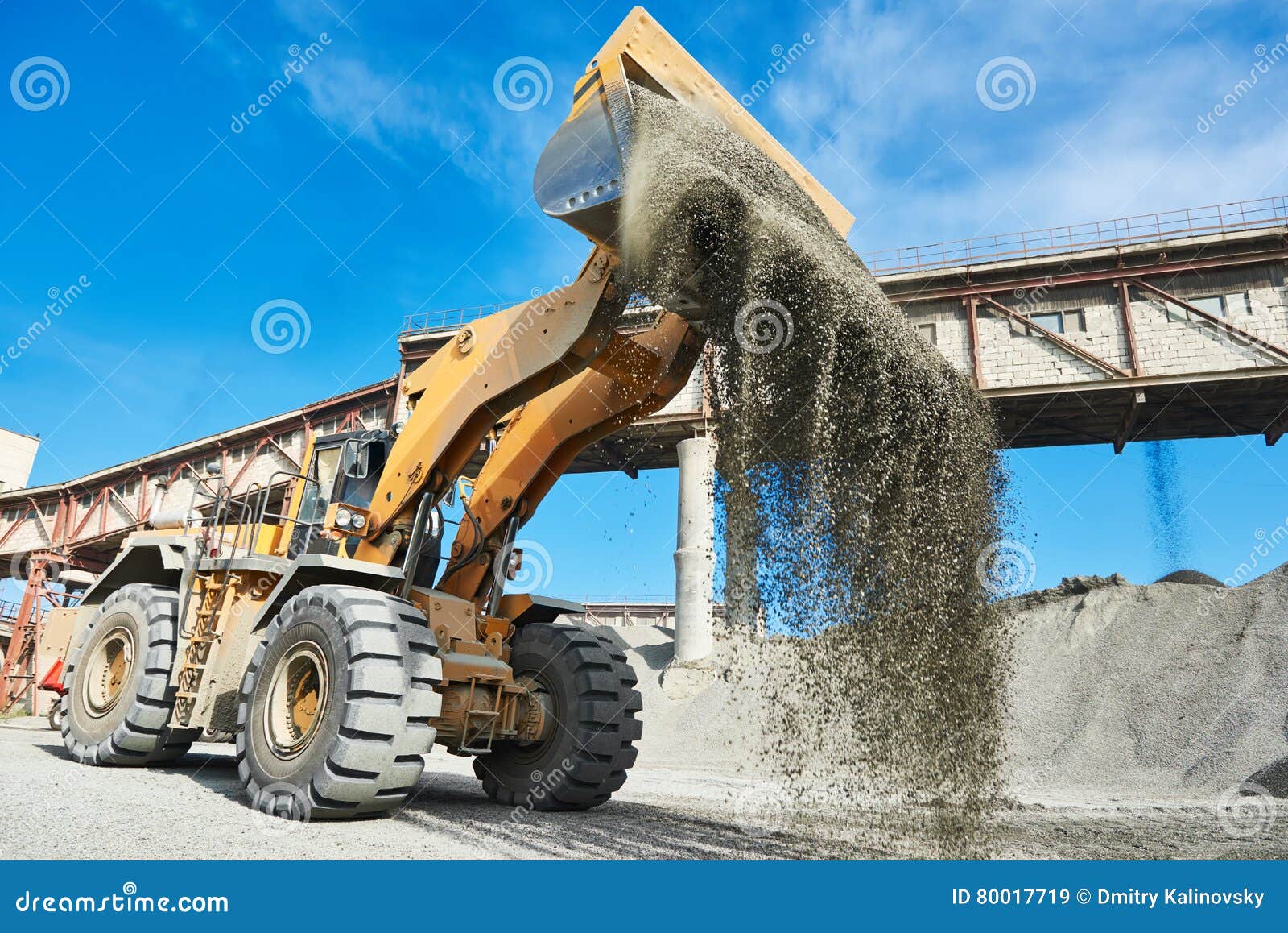 Wheel Loader Loading Granite or Ore at Sorting Plant Stock Image ...