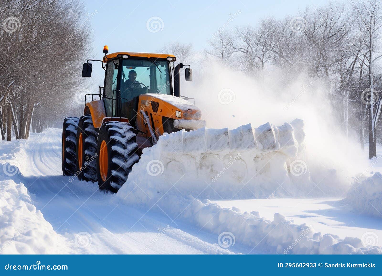 A Wheel Loader Plowing Snow. Generative AI Stock Illustration ...