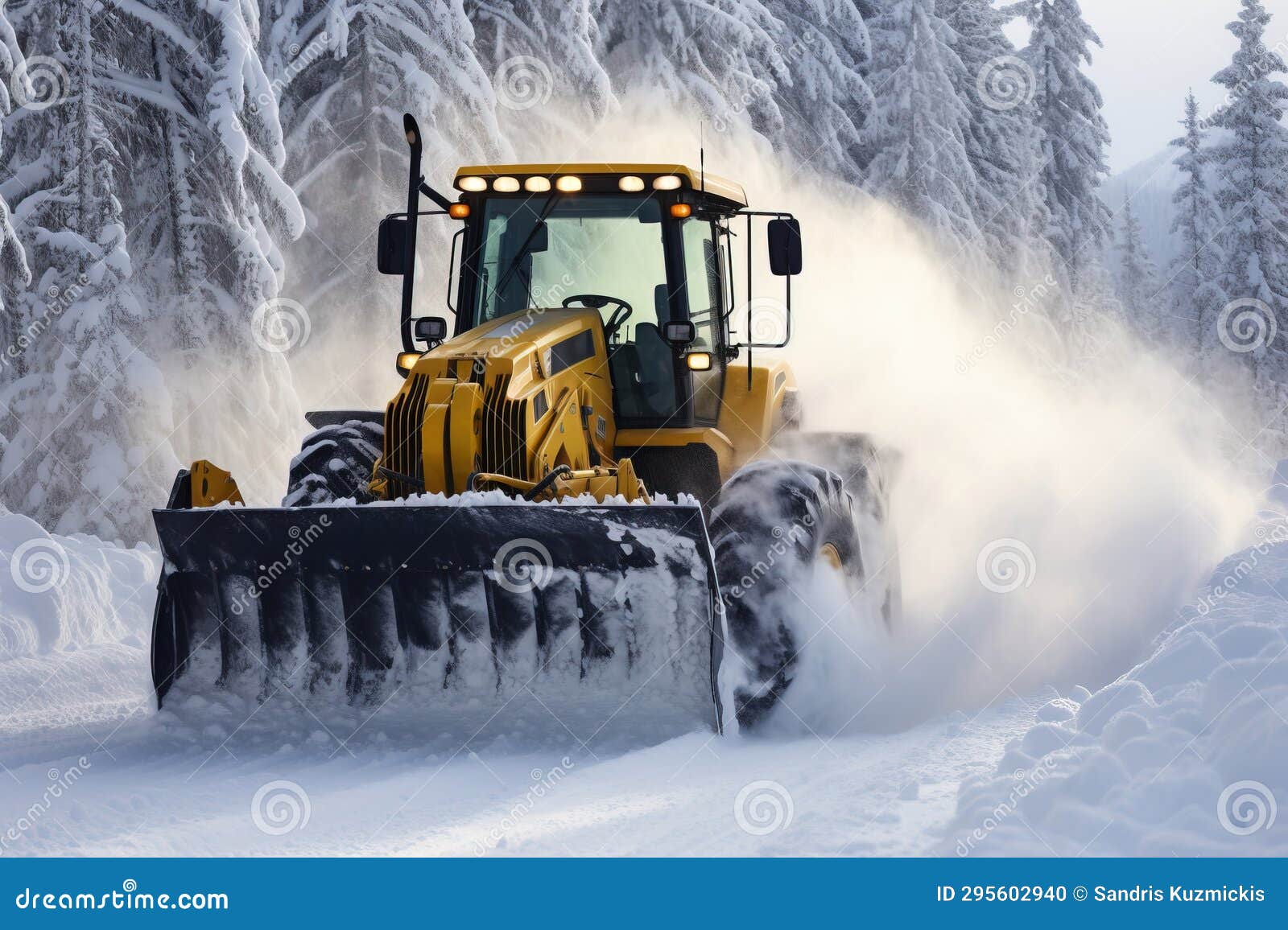 A Wheel Loader Plowing Snow. Generative AI Stock Illustration ...