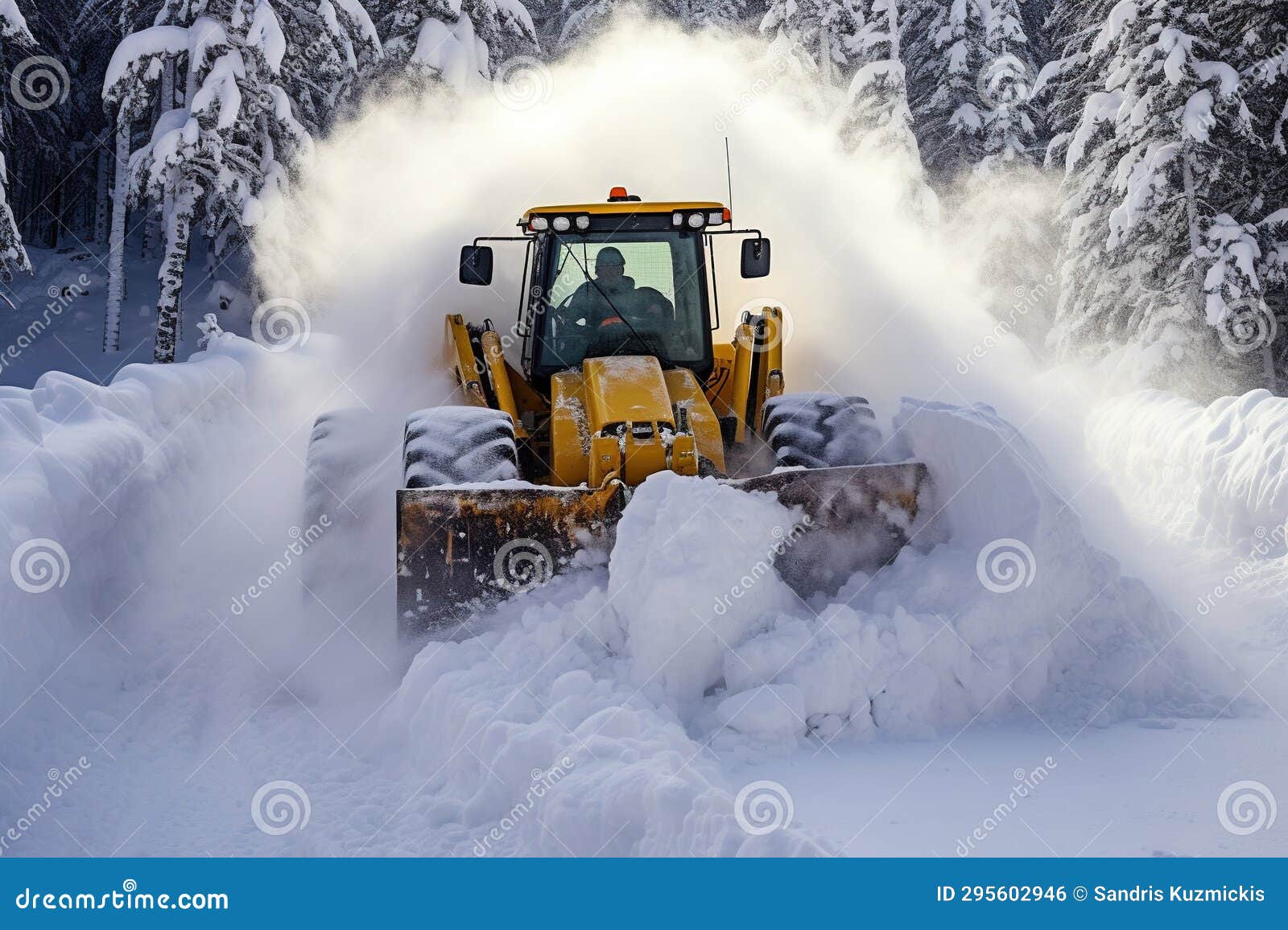 A Wheel Loader Plowing Snow. Generative AI Stock Illustration ...