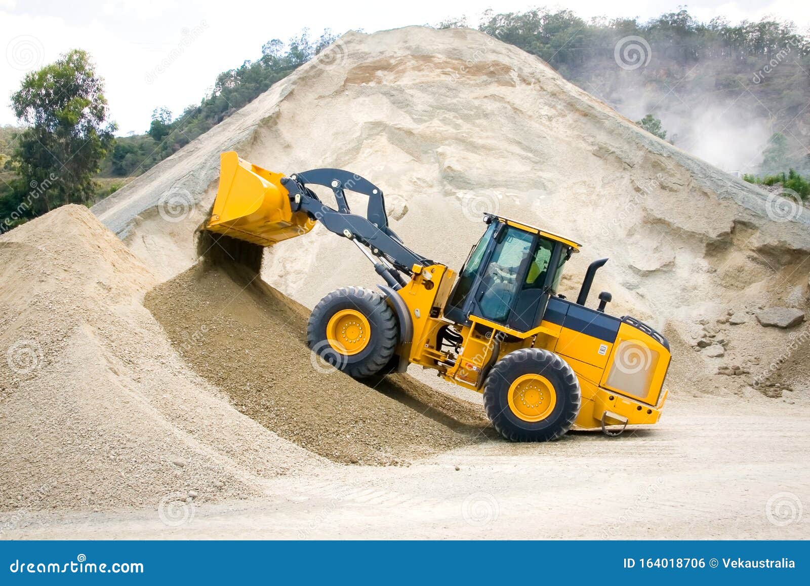 Yellow Wheel Loader at Aggregate Rock Quarry Stock Photo - Image of ...