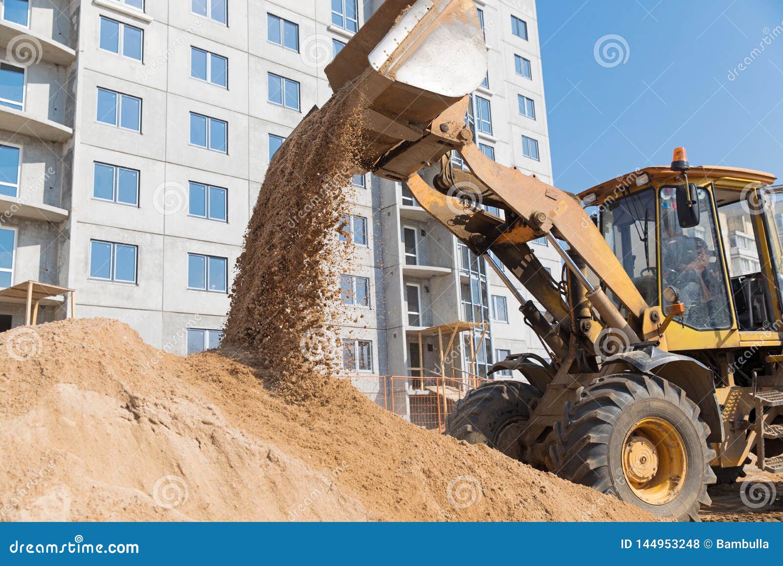 Wheel Loader Unloading Sand from Excavator Bucket Editorial Stock Photo ...