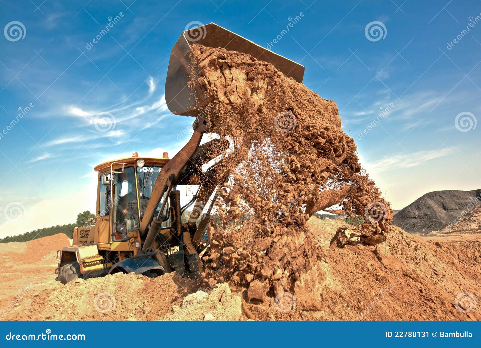 Wheel Loader Unloading Soil at Construction Site Stock Image - Image of ...