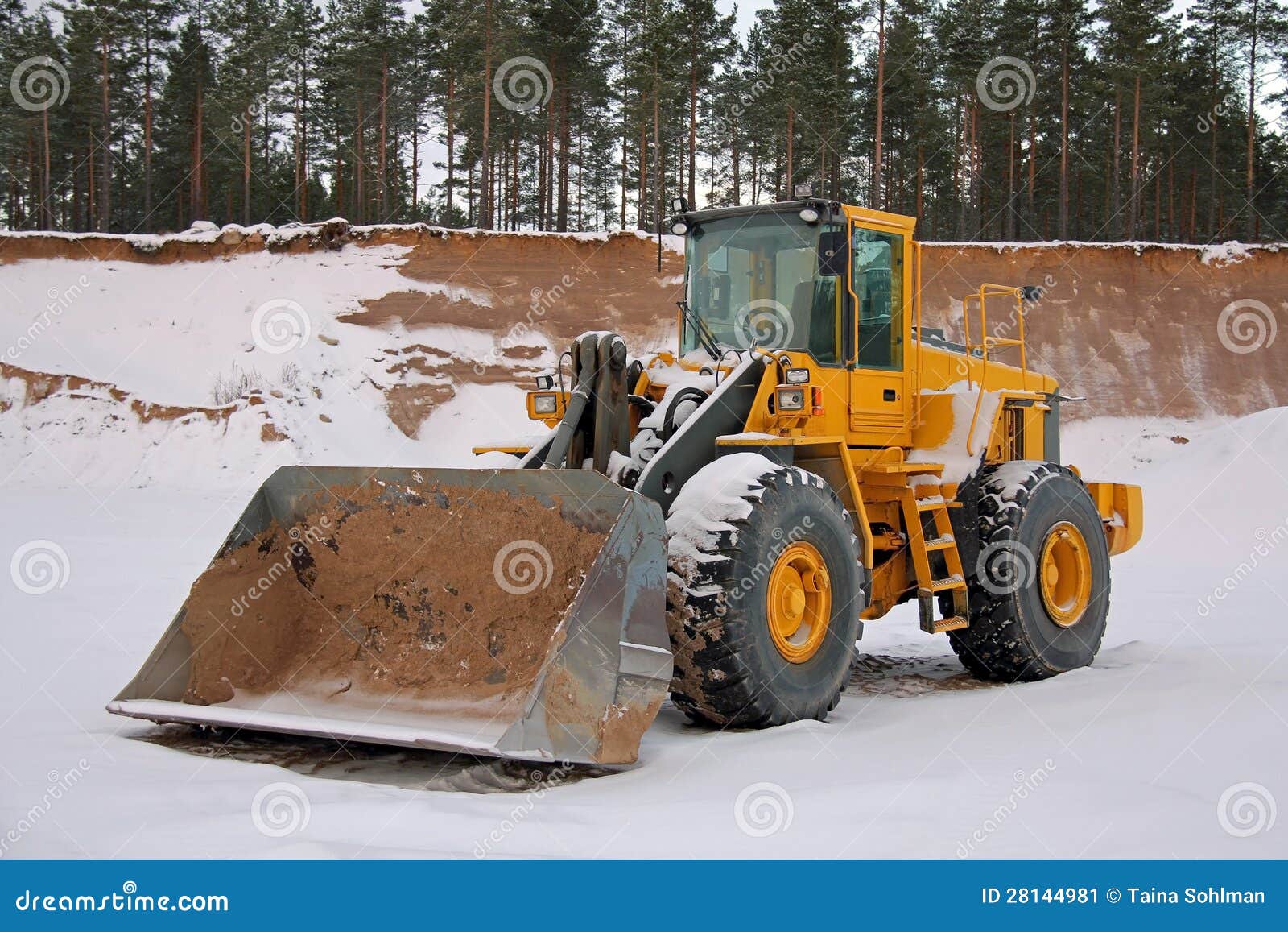 Wheel Loader at Winter Sand Pit Stock Image - Image of blade ...