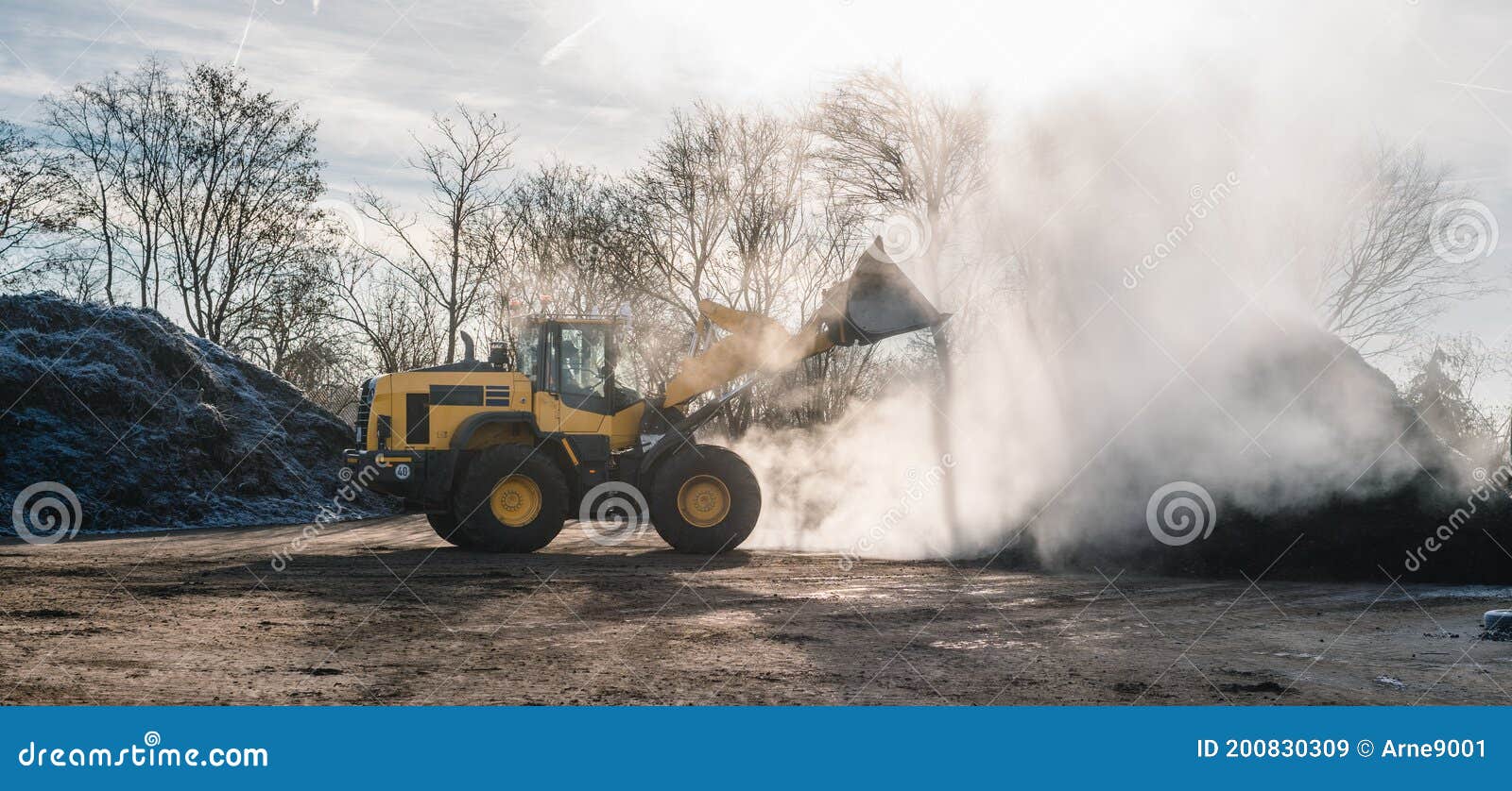 Wheel Loader Working on Heap with Biomass for Composting Stock Image ...