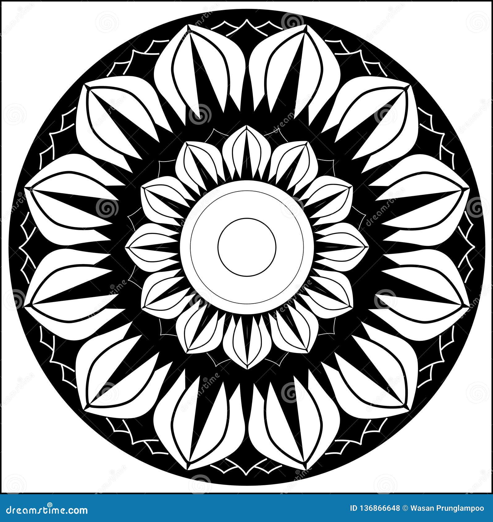 Wheel of lotus stock vector. Illustration of ornament - 136866648
