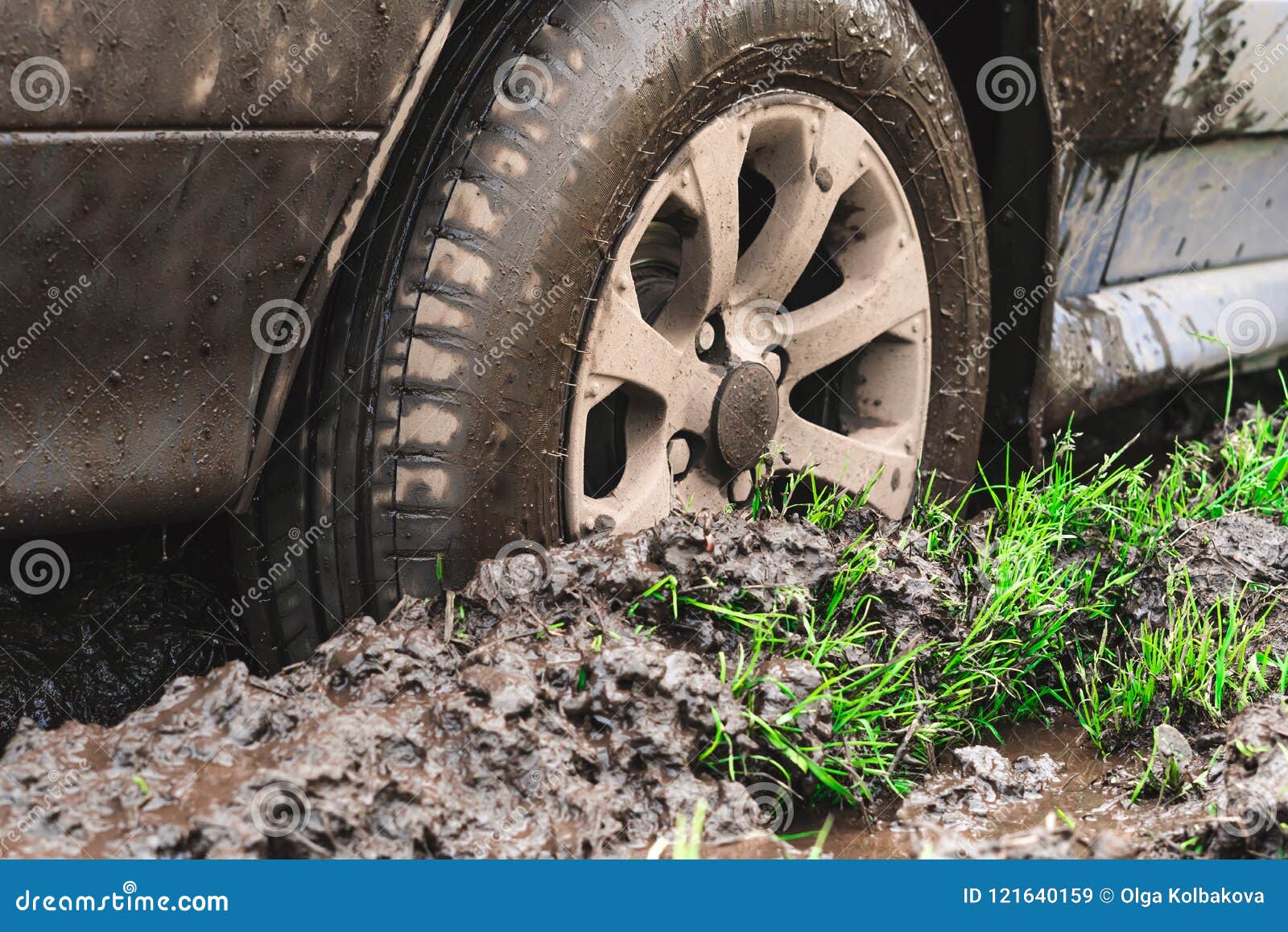 Wheel machine in the mud stock image. Image of hole - 121640159