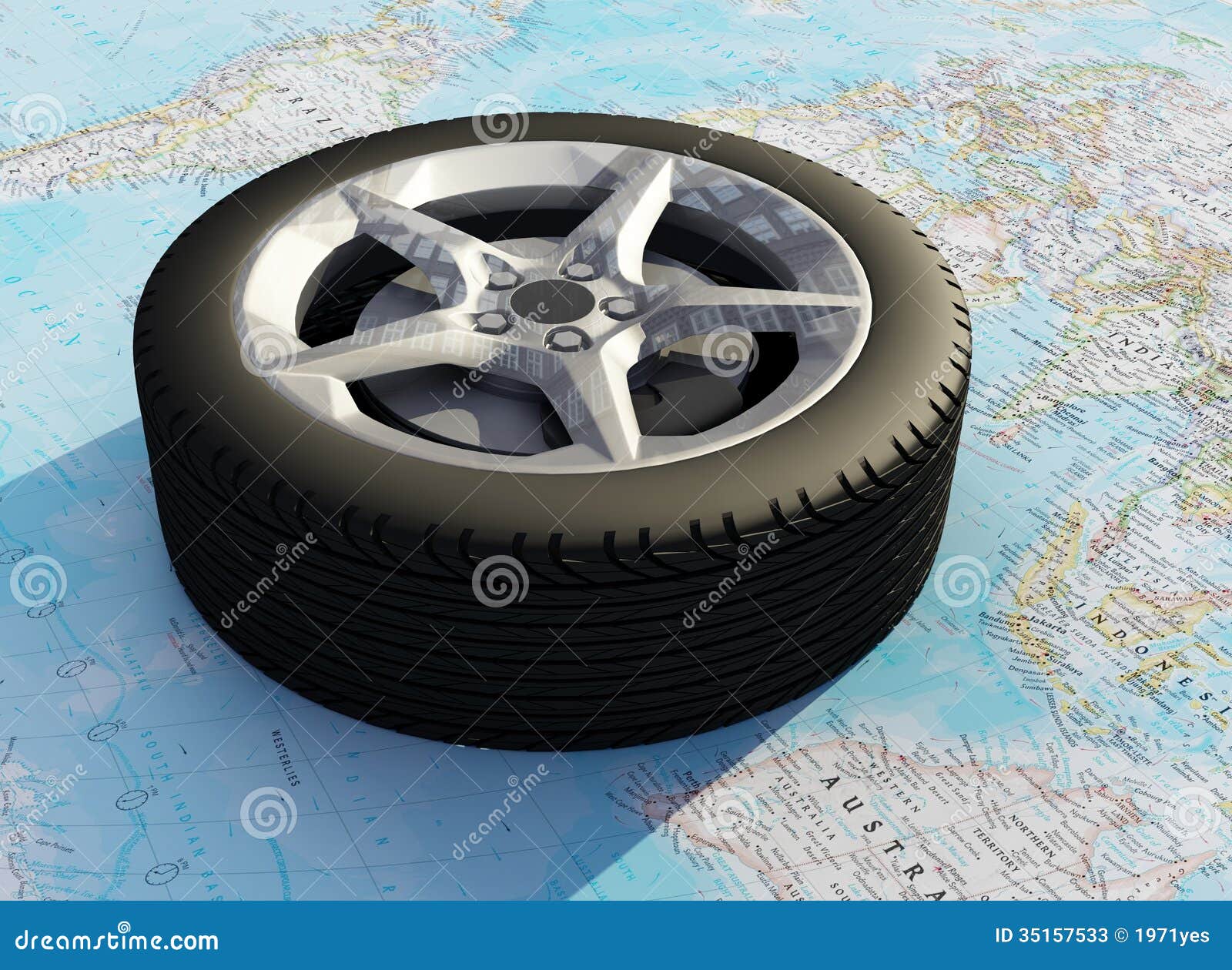 Wheel On The Map. Royalty-Free Stock Photography | CartoonDealer.com ...
