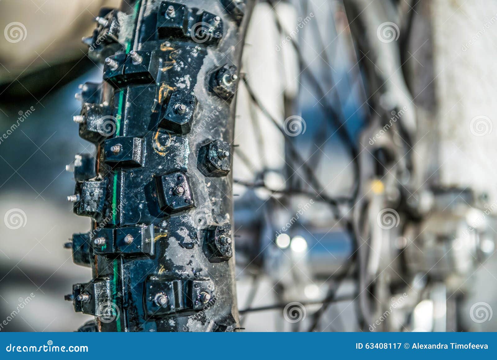 The Wheel from a Motorcycle with Spike Stock Image - Image of winter ...